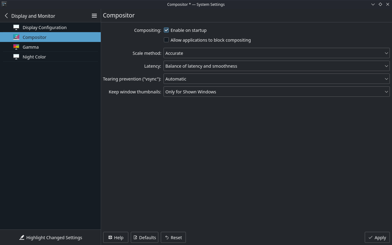 Compositor Settings - Universal Blue
