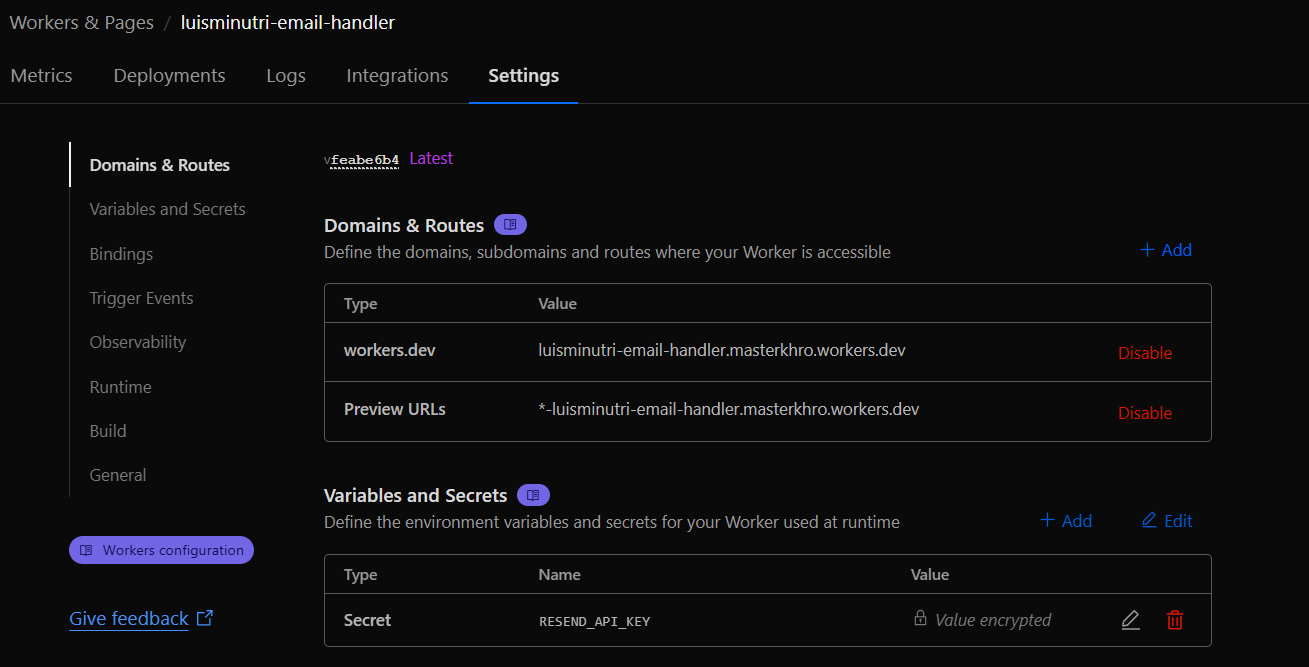 Help: env.RESEND_API_KEY is undefined in my Worker despite being configured as a Secret ...