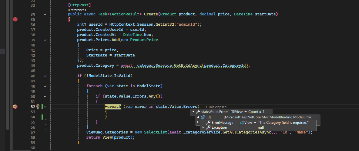 ModelState Validation Error - C#