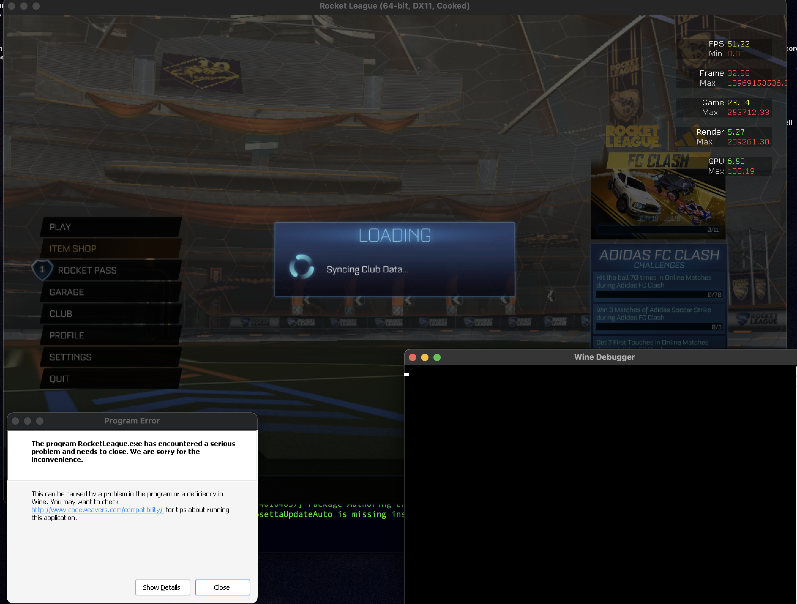 Rocket League Crashes when Syncing Club Data - Heroic Games Launcher