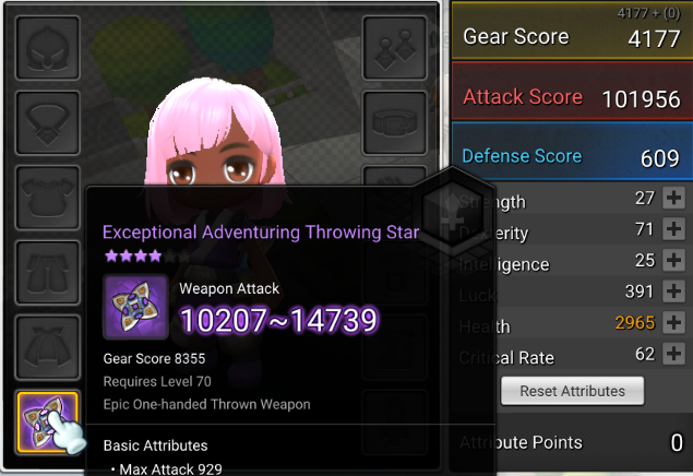 bro wtf? 8355/2 = 4177.5 (gear score is rounded to 4177) - MapleStory 2 Hub