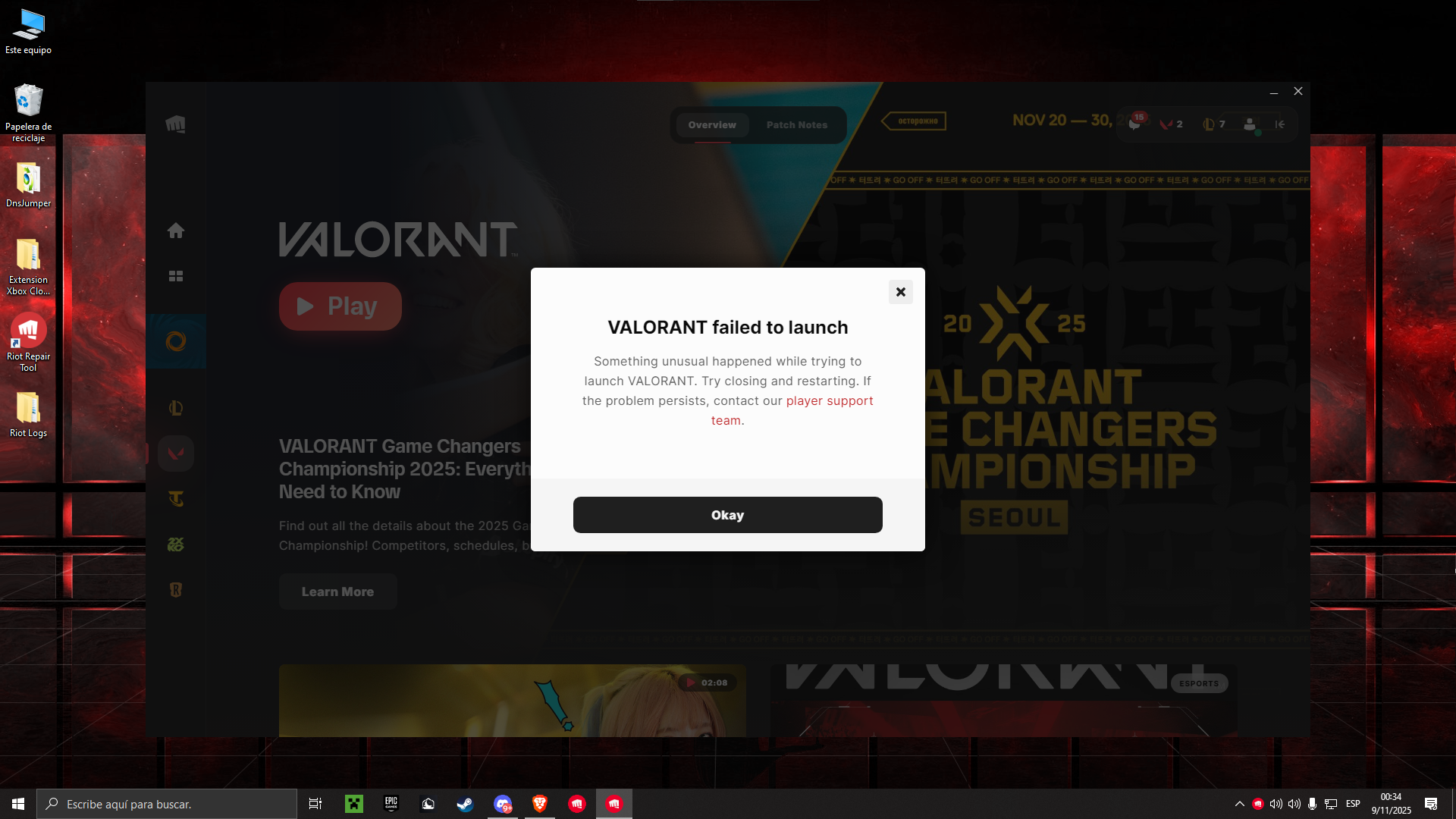 the game does not start - VALORANT