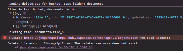 Cannot delete files from storage bucket - Supabase
