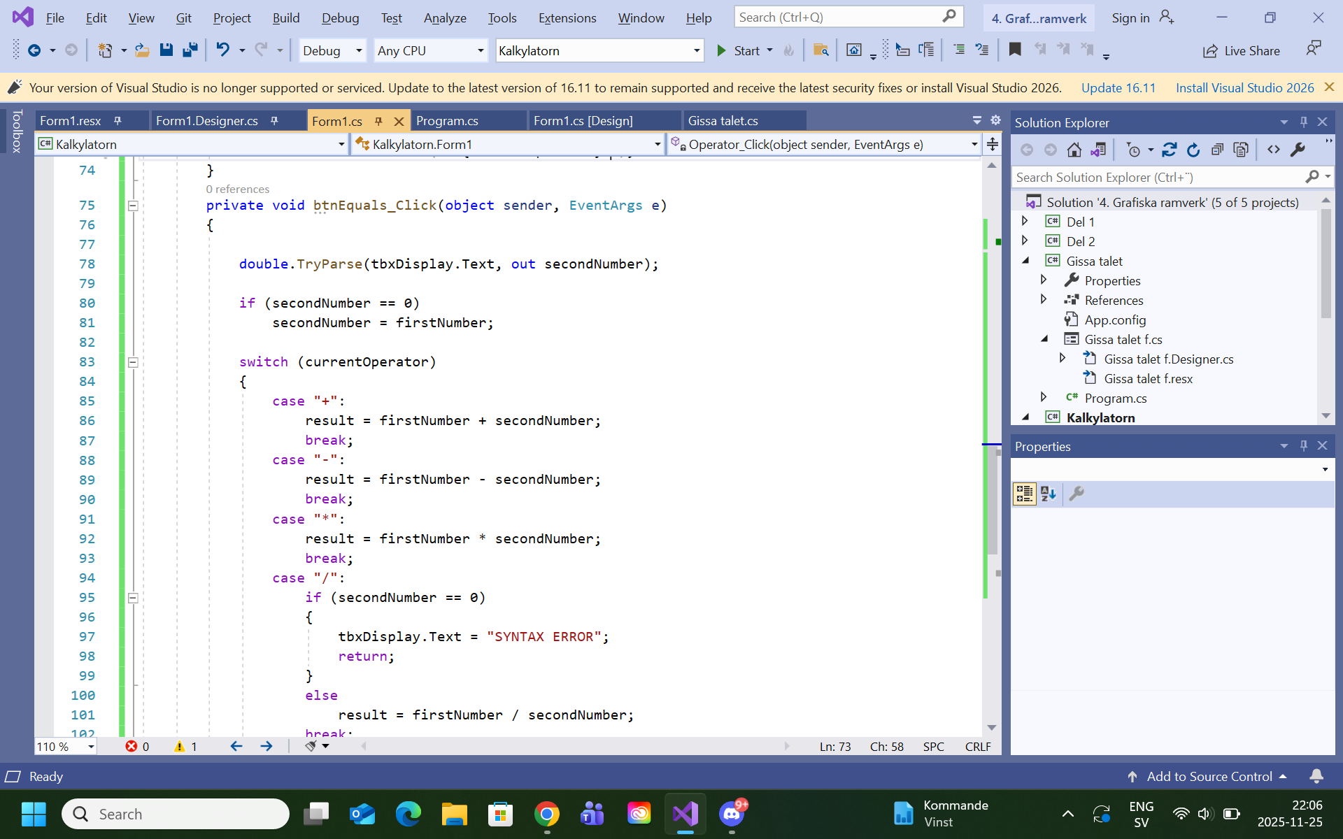 Winforms calculator - C#