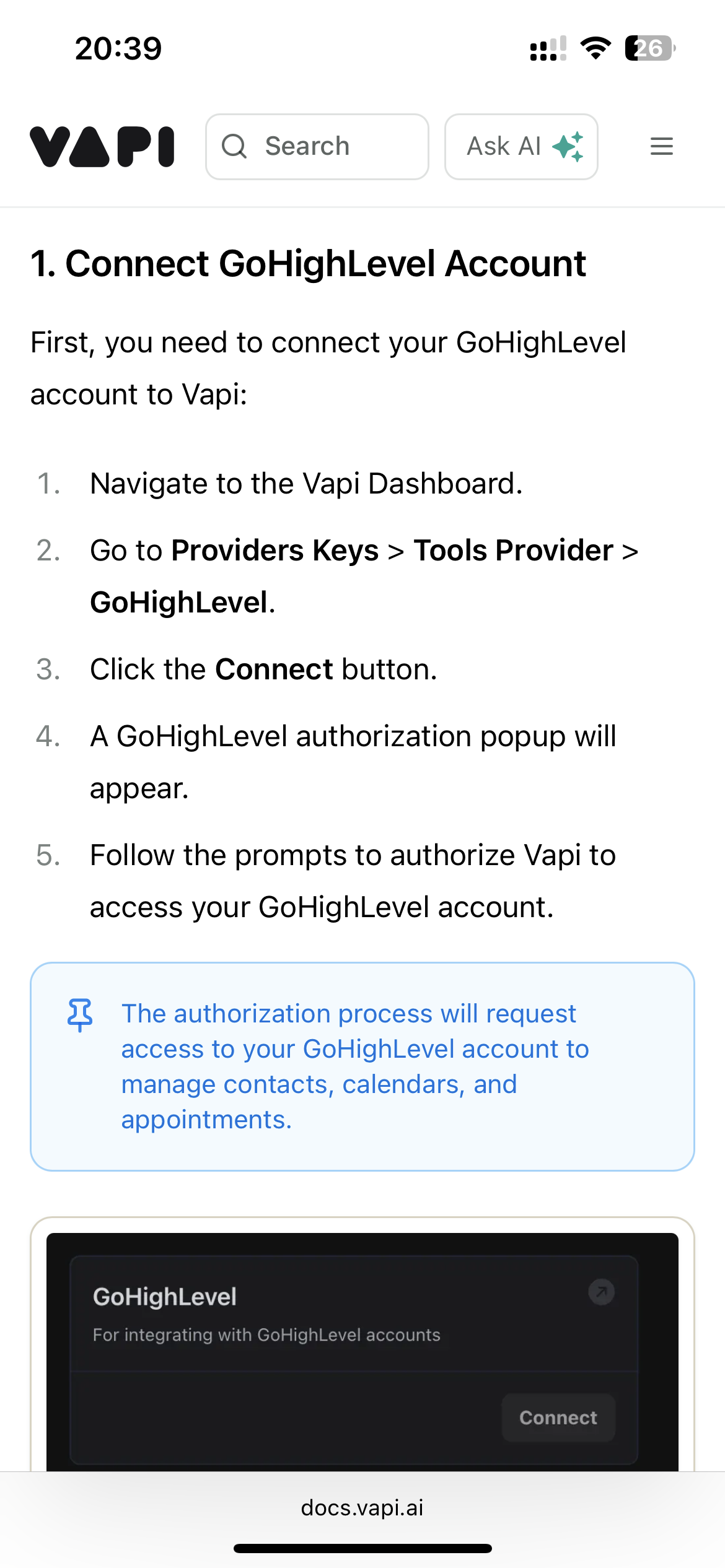 GHL NATIVE INTEGRATION - VAPI