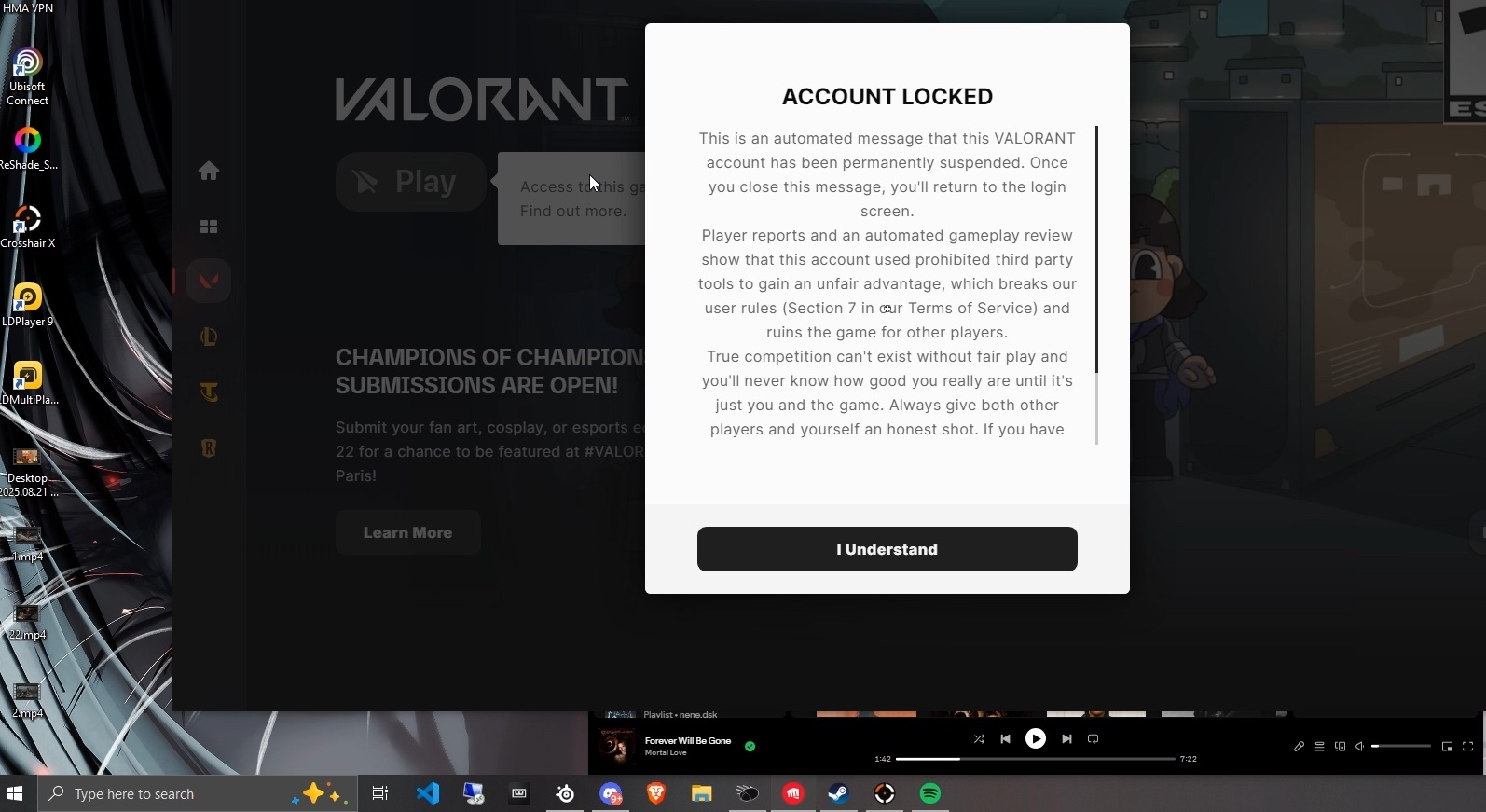 False account banned - VALORANT