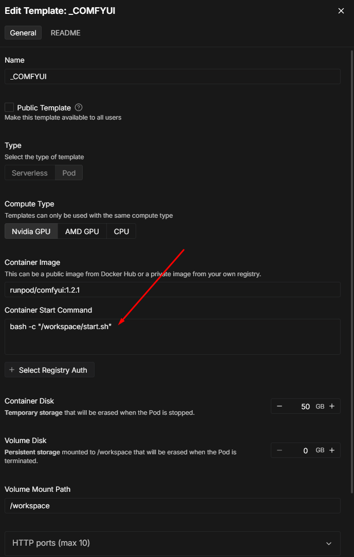 Container Start Command not work - Runpod