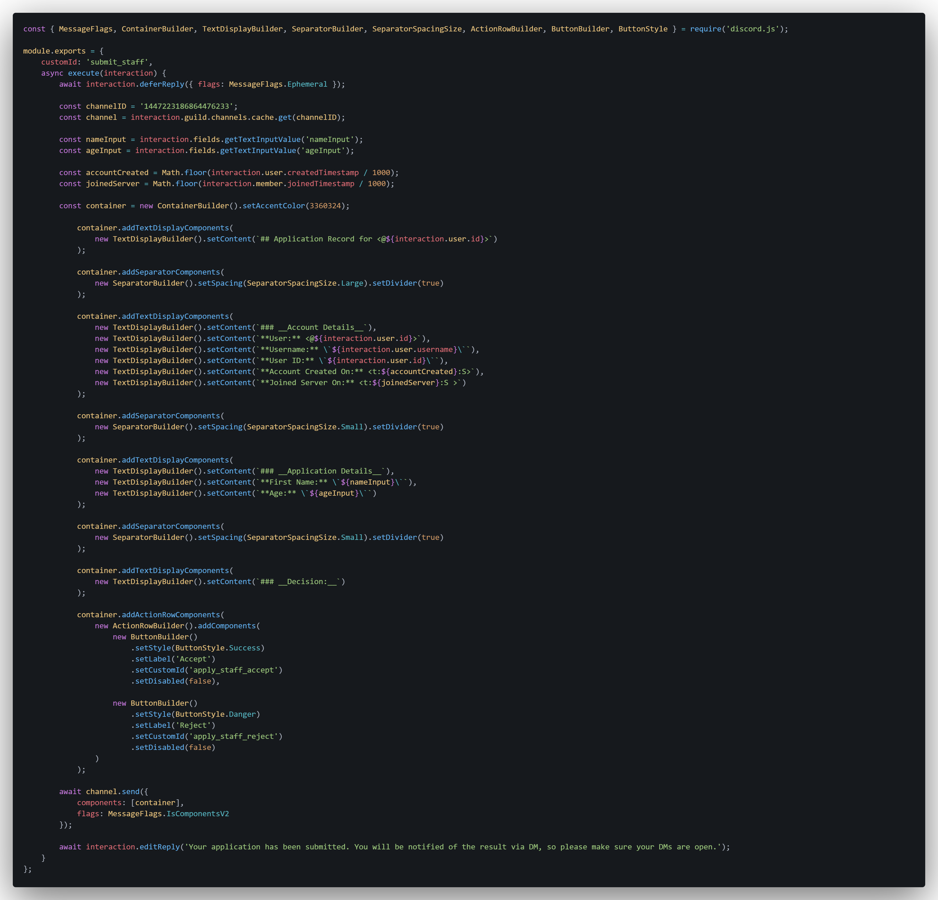 Discord.js code formatting - discord.js - Imagine