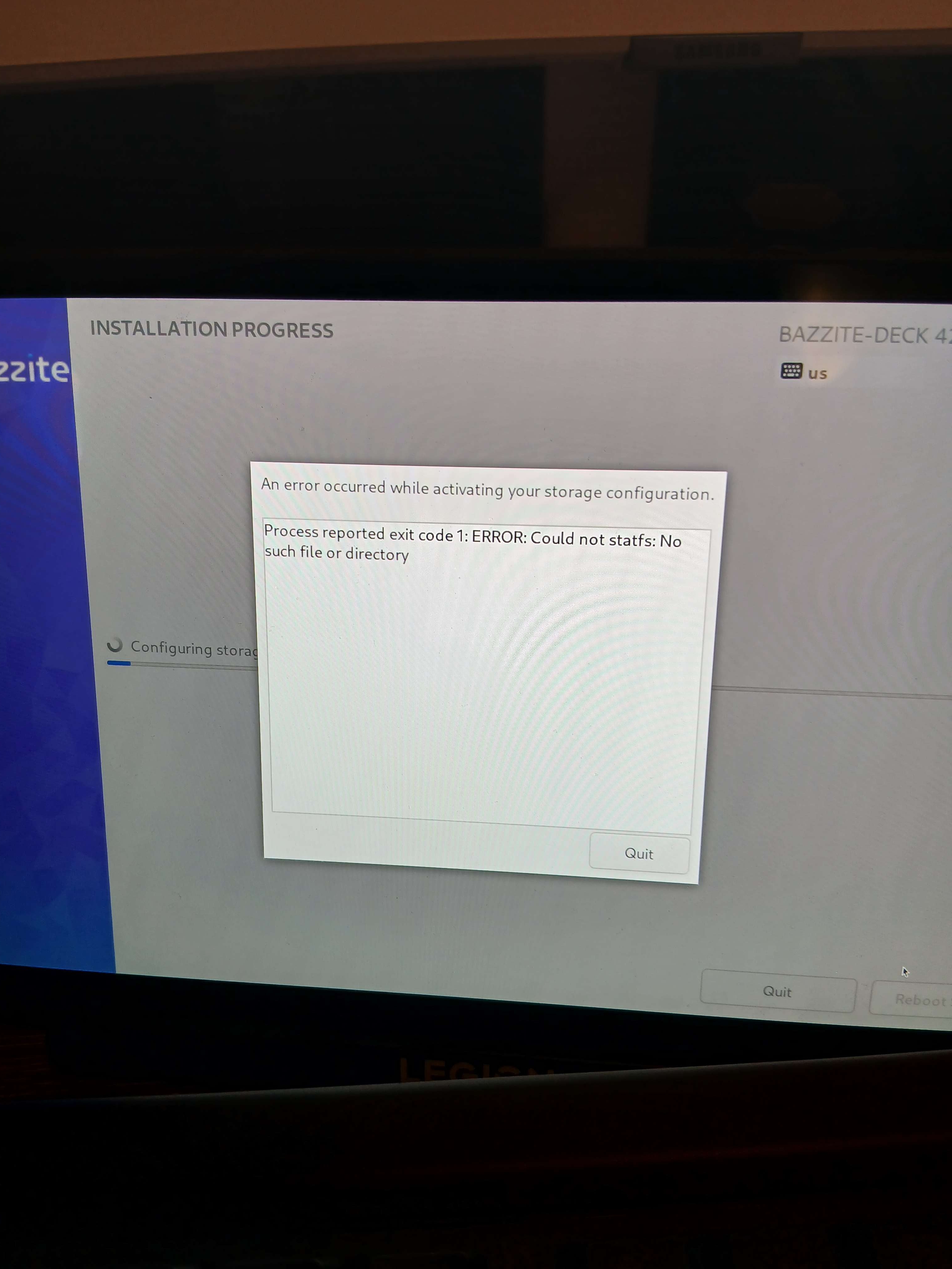 Keep getting storage configuration error with exot code 1 - Universal Blue