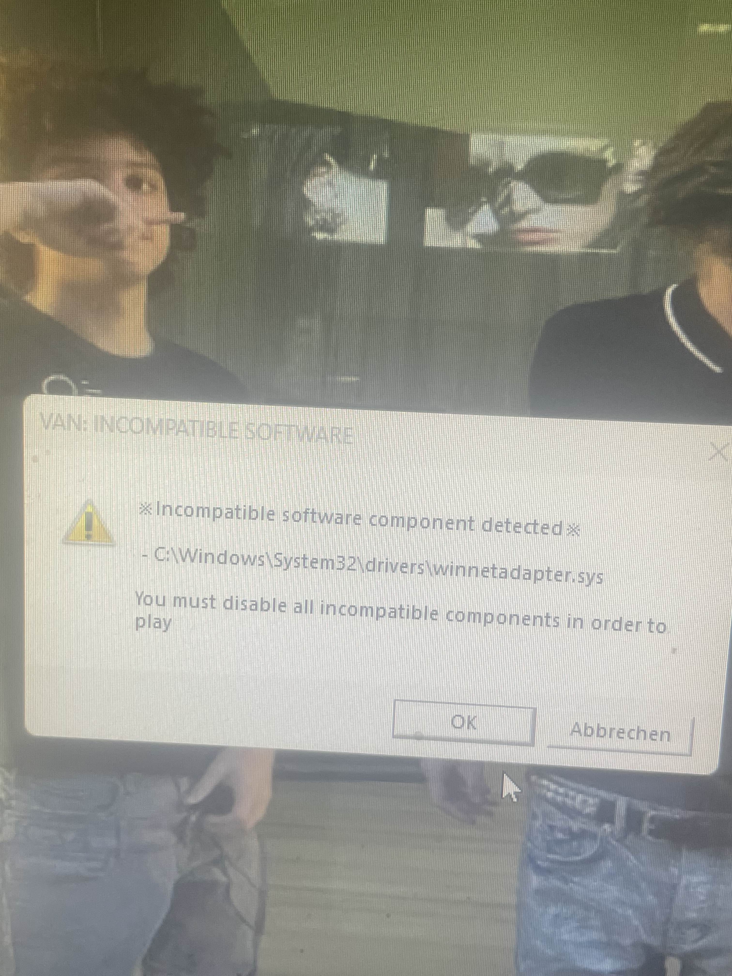 VAN:incompatible Software - VALORANT