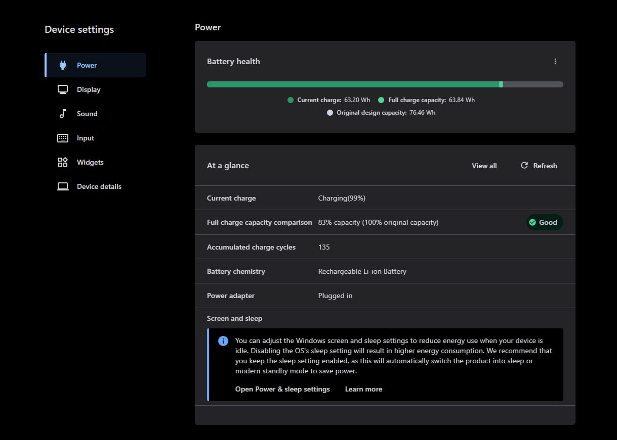 Accumulator displayed at 0% on Lenovo Legion - Universal Blue