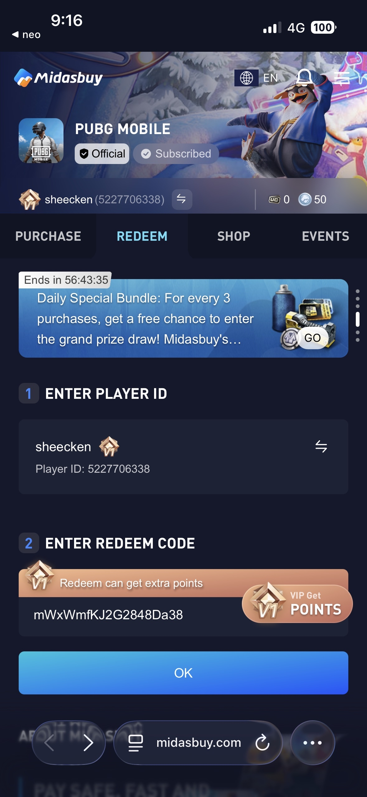 Ordering UC through bank account - Midasbuy - PUBG MOBILE