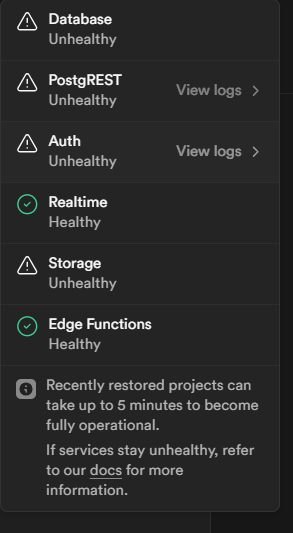 (ECONNREFUSED :5432). - Supabase