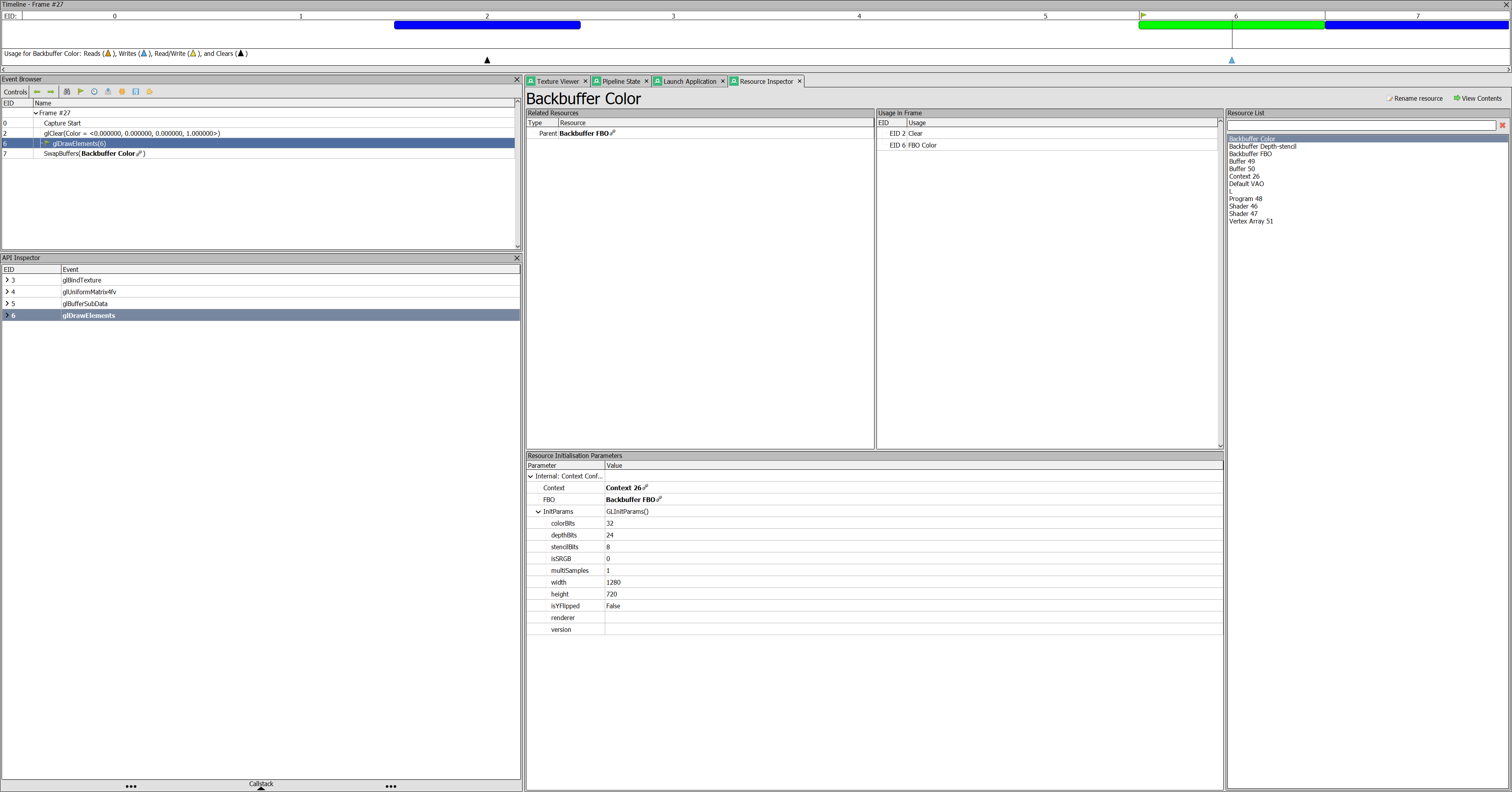 in resource inspector open backbuffer color - Silk.NET