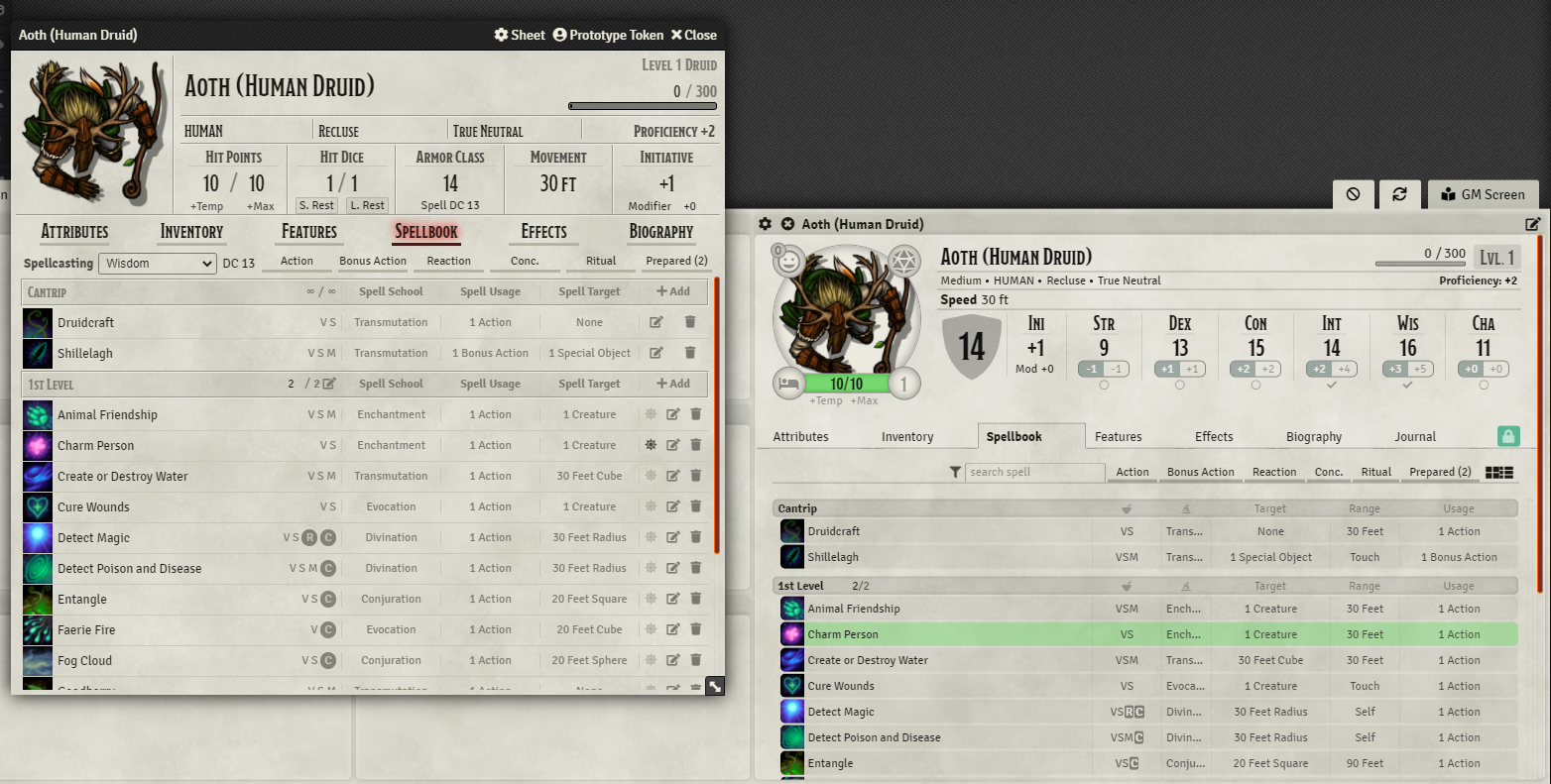 Ohhhhhh sheit we got GM Screen Specific entity sheet class selection almost working: - League of ...