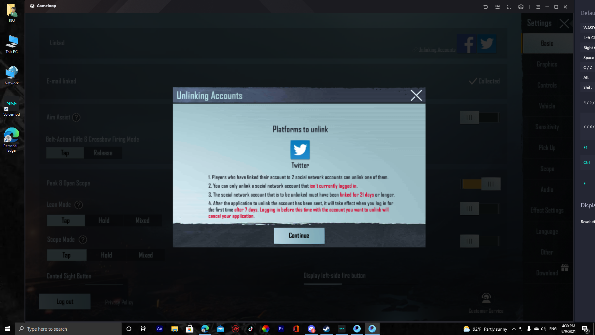 some one has stole my account and he but his twitter and i need 21 days ...