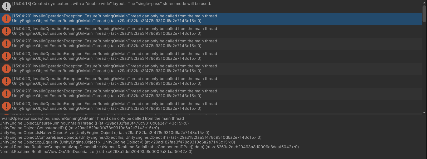 Has Anyone Encountered A Main Thread Invalid Operation Exception From `realtimecomopnentmap