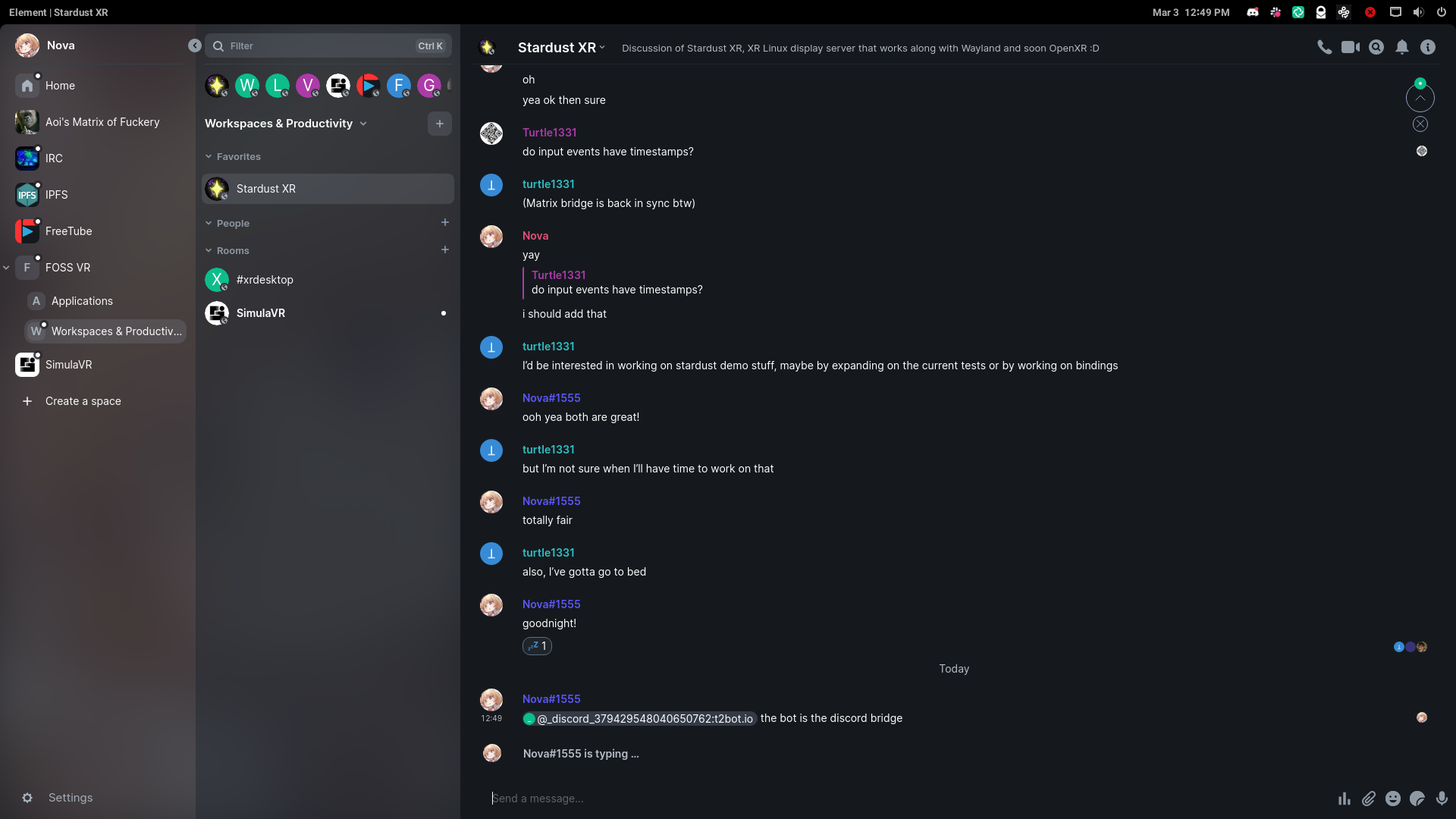 @.koujaku the bot is the discord bridge - Stardust XR