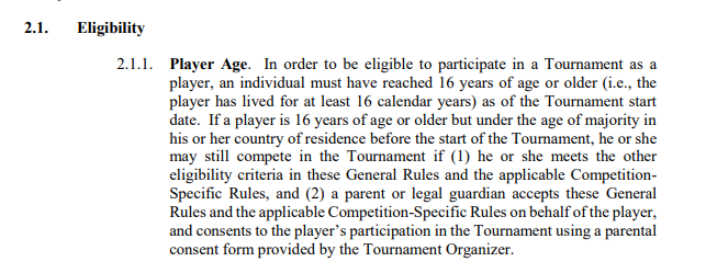 Please refer to the eligibility section of the official rule book for ...