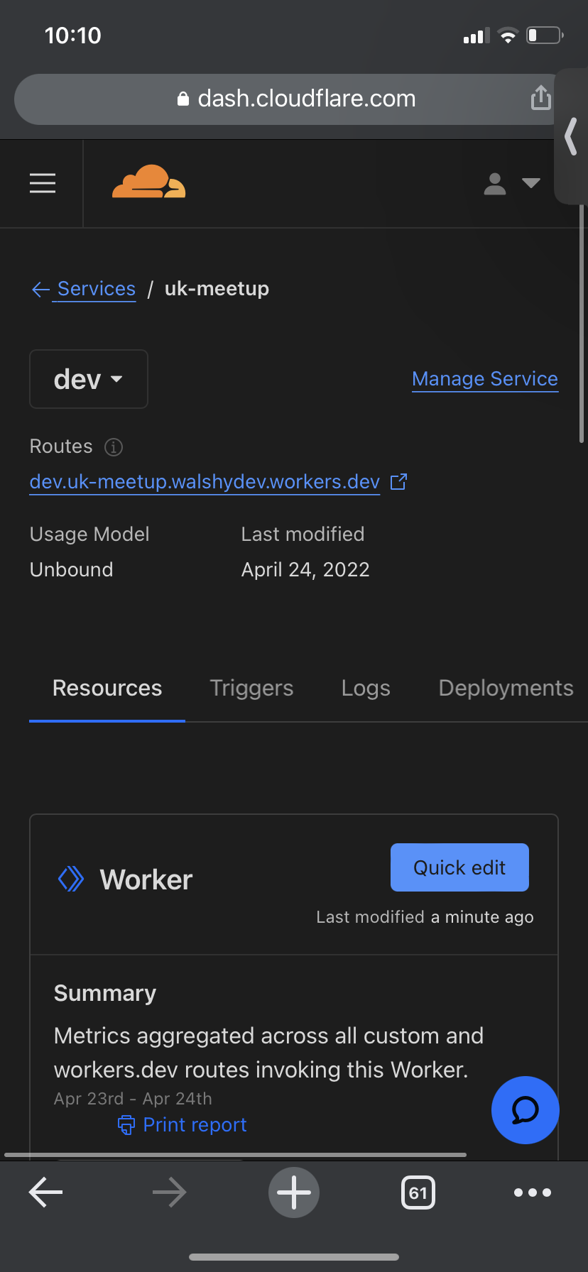 I just made the new env on the dash - Cloudflare Developers