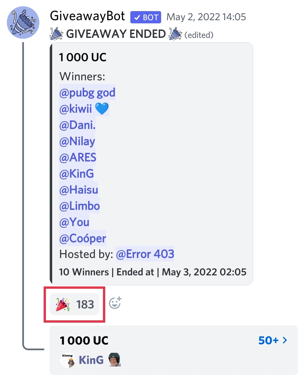 Winners are randomly chosen by the @GiveawayBot. - PUBG MOBILE