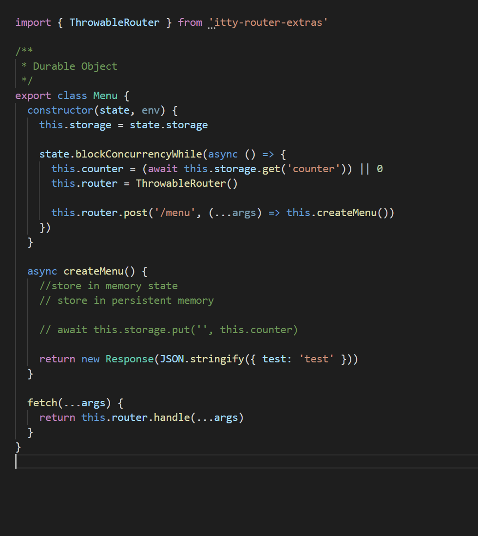 [durable_objects] bindings = [{name = "MENU", class_name = "Menu"}] - Cloudflare Developers