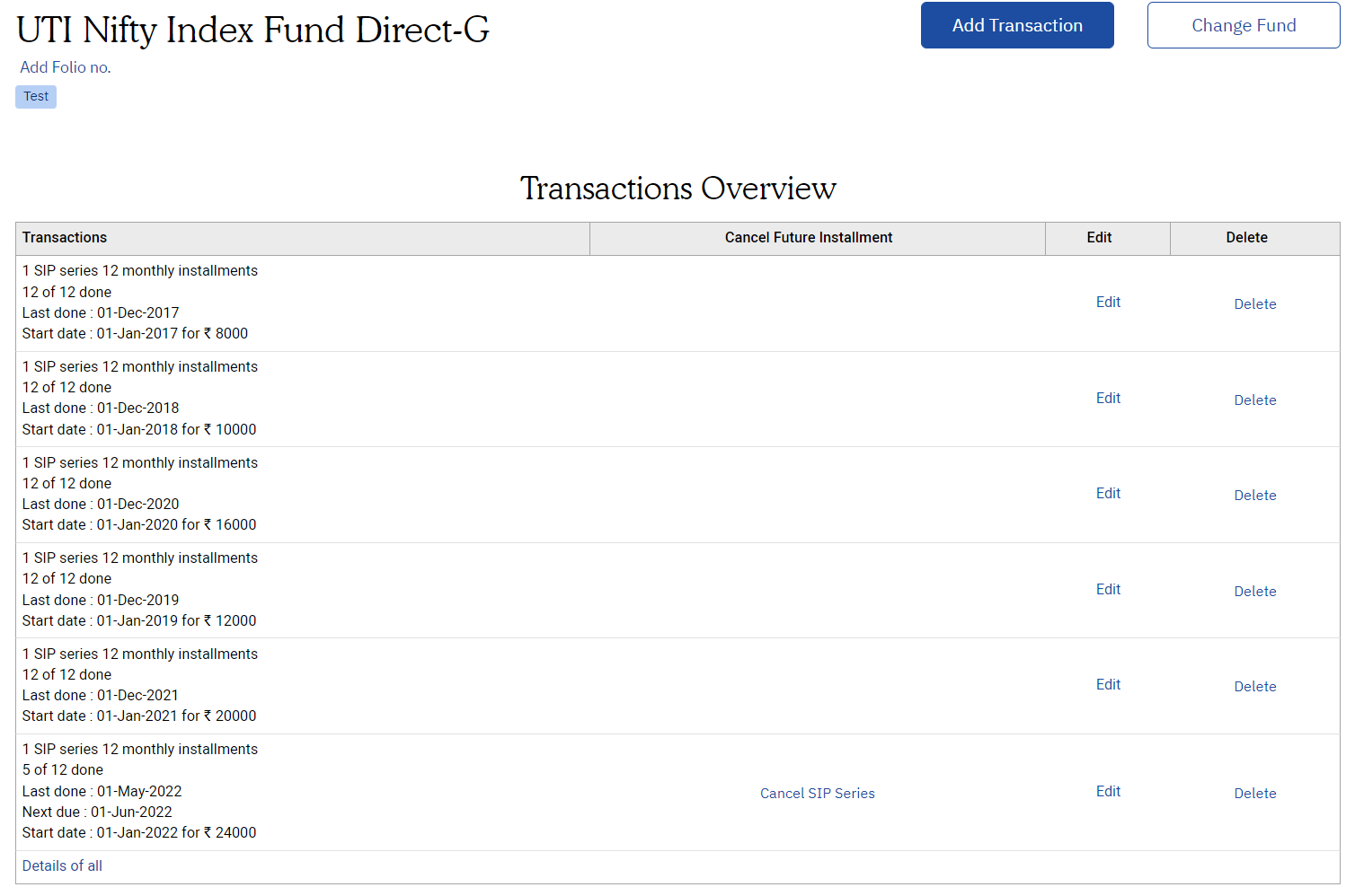You can simulate an alternative portfolio on valueresearchonline.com by adding similar ...