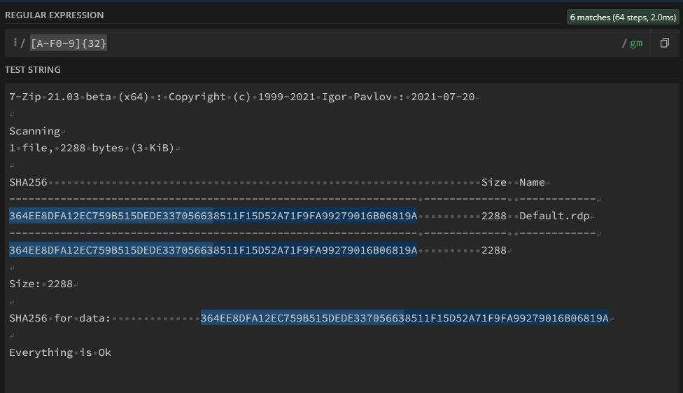 scrc{Method}] Supported methods: CRC32, CRC64, SHA1, SHA256, BLAKE2sp, *. Default method is ...